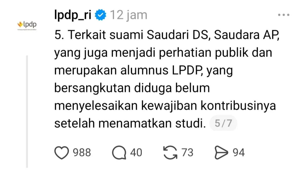 Polemik Alumni LPDP Bangga Anak Jadi WNA, LPDP RI: Suami DS Diduga ...